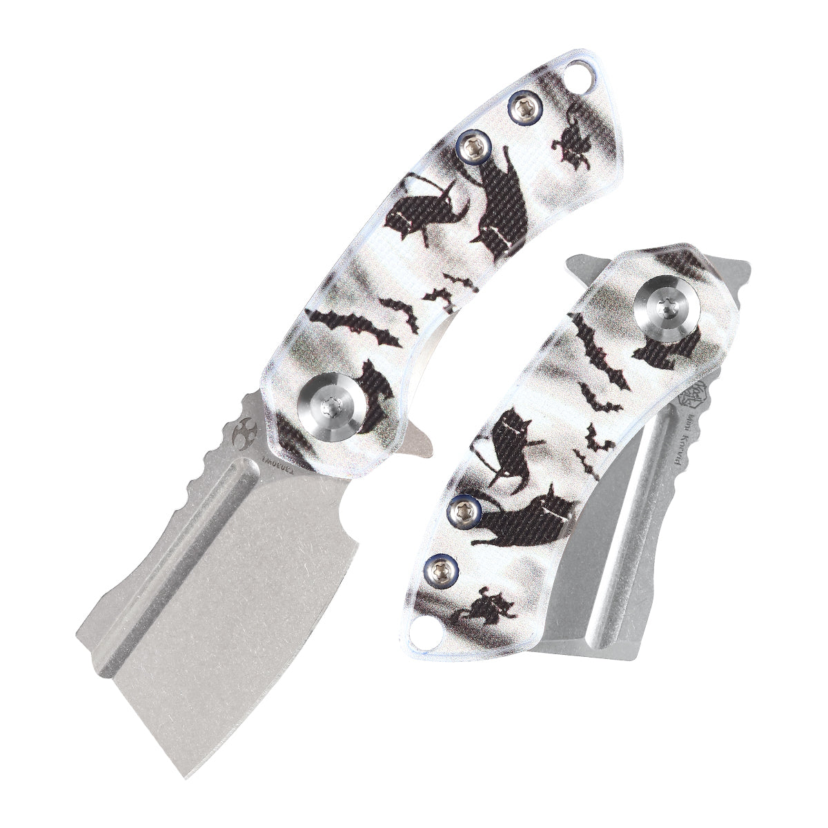 KANSEPT Mini Korvid Flipper knife G10 with Cat and Bat Print Handle (1 ...