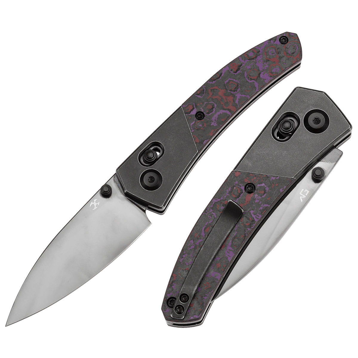 KANSEPT Dako Cross Bar Lock Blackwash Titanium with Purple Haze Fatcar — Kanseptknives