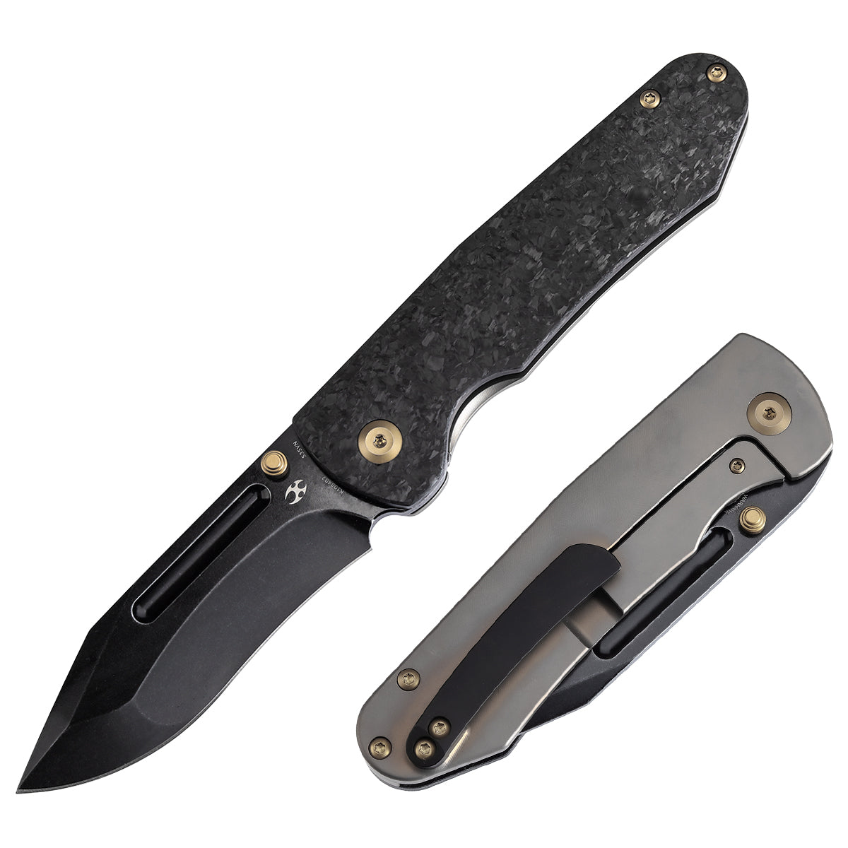 KANSEPT Superhawk Thumb Stub Knife Titanium & Shred Carbon FiberHandle ...