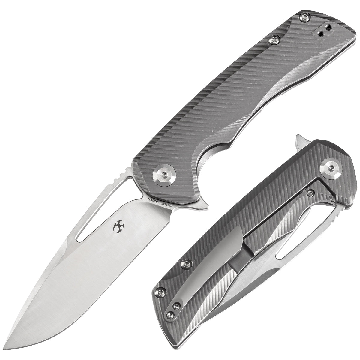 KANSEPT KRYO Thumb Hole Micro Milling Titanium Handle (3.58" CPM S35VN ...