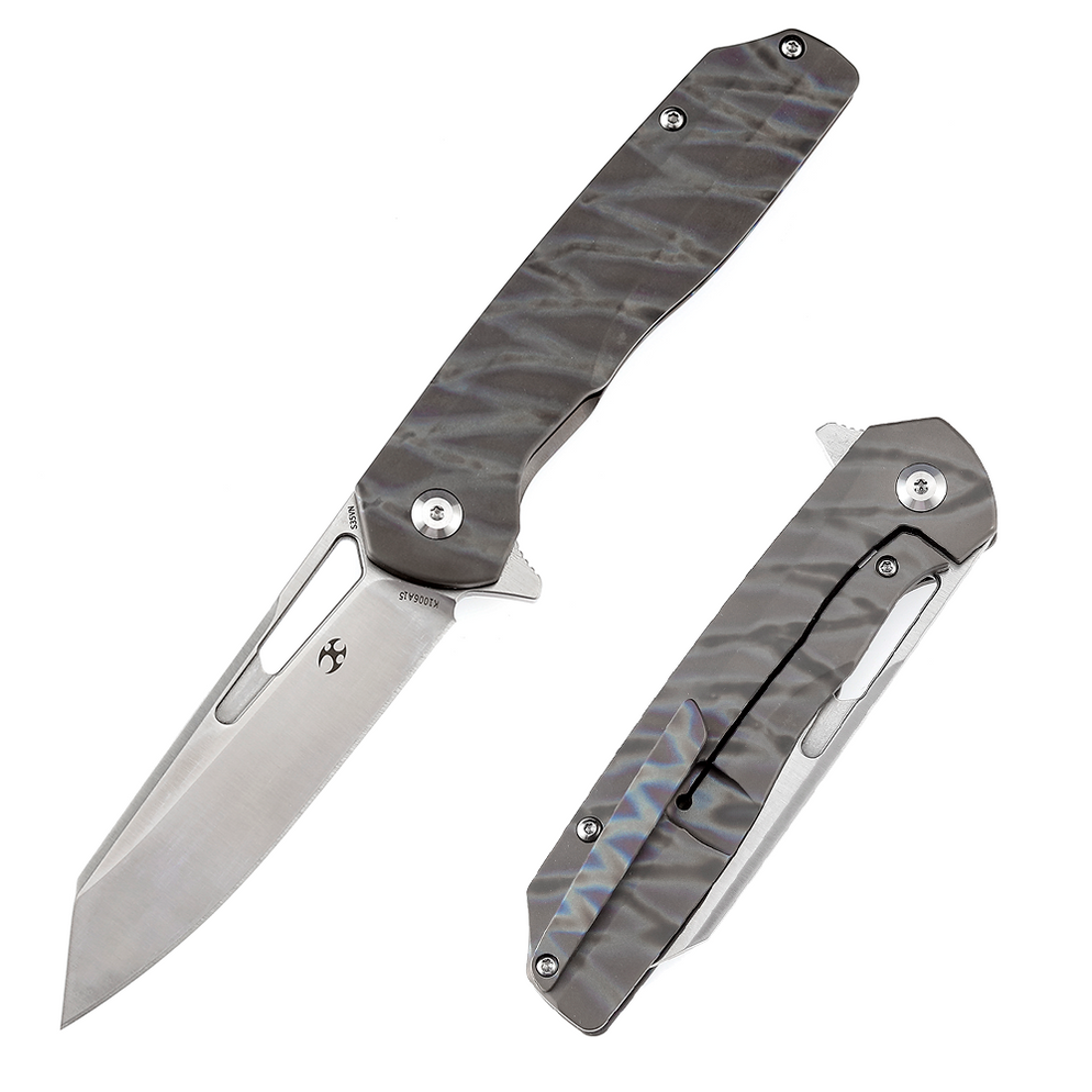 KANSEPT Shard K1006A15 Satin CPM-S35VN Blade Tiger Stripe Flamed Titan ...