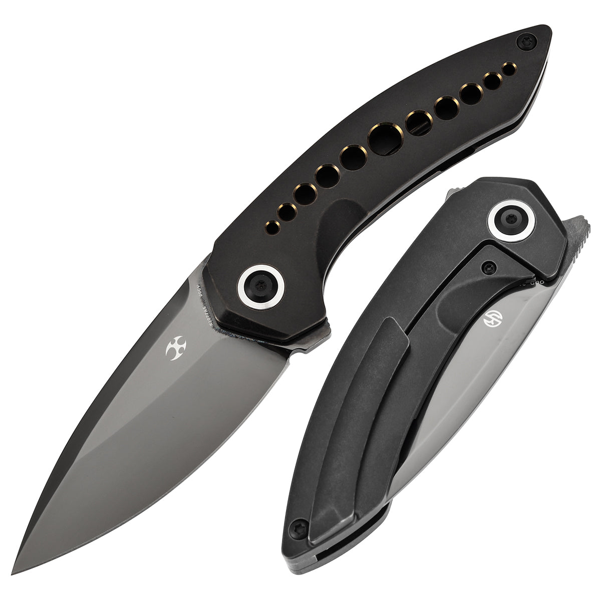 ODD 21 Frame Lock Blackwash Titanium with Bronze Anodized Holes Handal ...