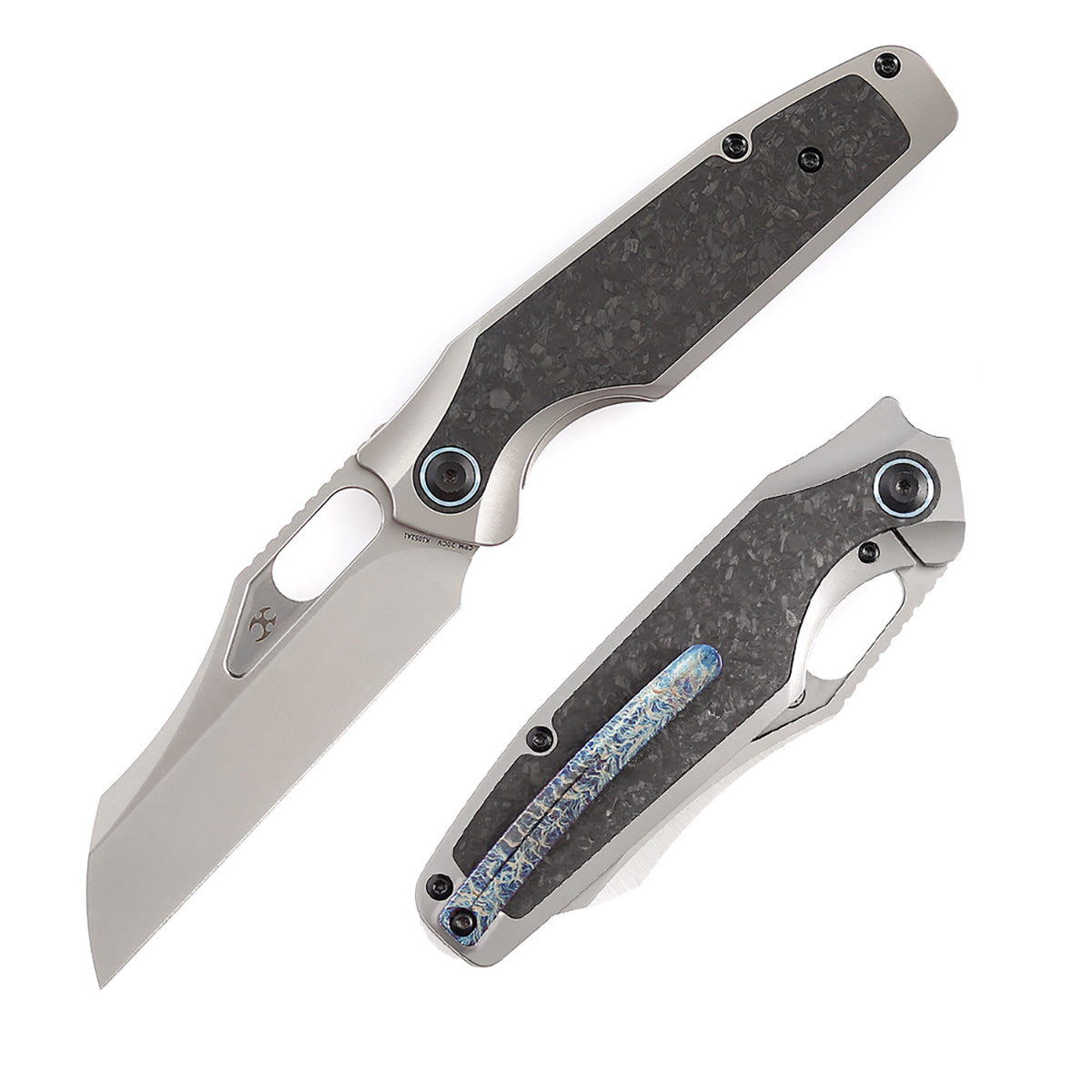 KANSEPT Tuckamore Thumb Hole Knife Titanium +Shred Carbon Fiber Handle ...