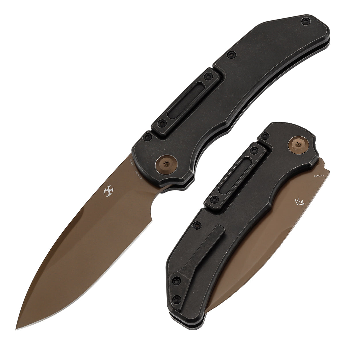 KANSEPT Hazard Bali Lock Knife Blackwash Titanium Handle(3.63" Rose Go ...