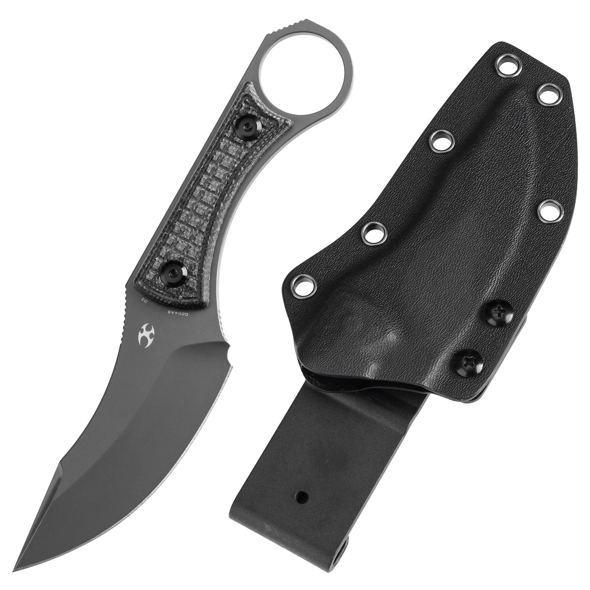 KANSEPT Niko Fixed Knife Black Micarta Handle (3.54''D2 Blade ) with S ...