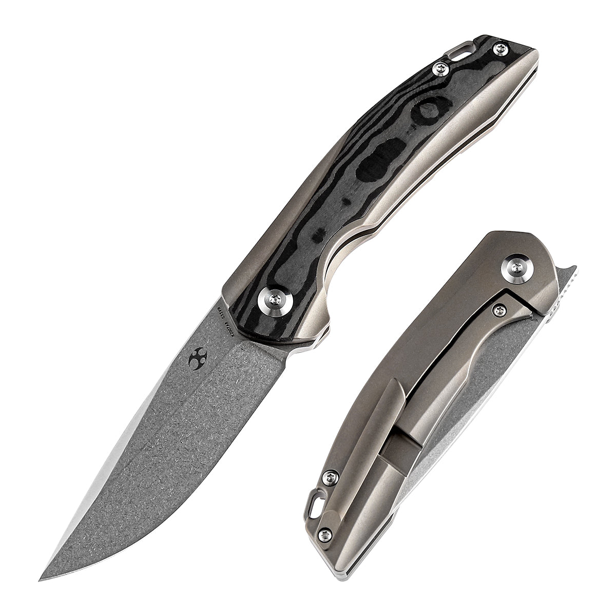 KANSEPT Mini Accipiter Front Flipper Knife Rose Pattern Carbon Fiber+ ...