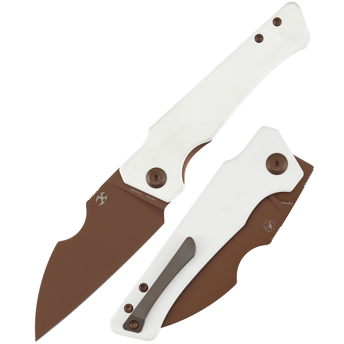KANSEPT Egress Front Flipper White G10 Handle (3.47" Rose Gold Coated ...
