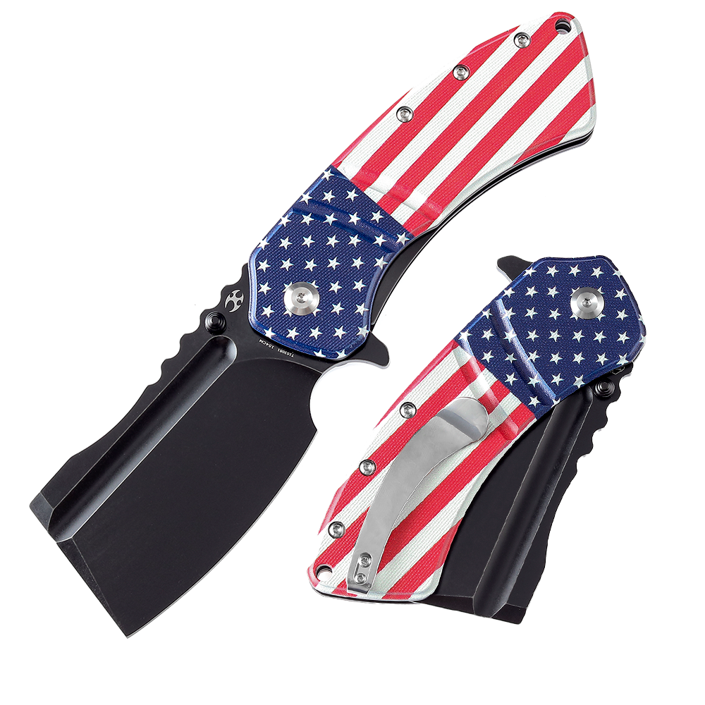 XL Korvid T1030B1 Black Stonewashed 154CM Blade G10 with American Flag ...