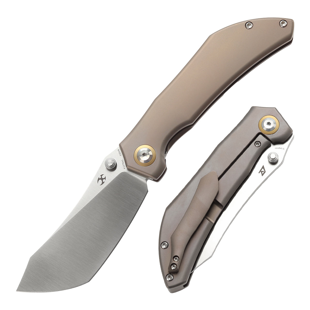 KANSEPT Tipper Thumb Stub Knife Bronze Anodized Titanium Handle(3.38 ...