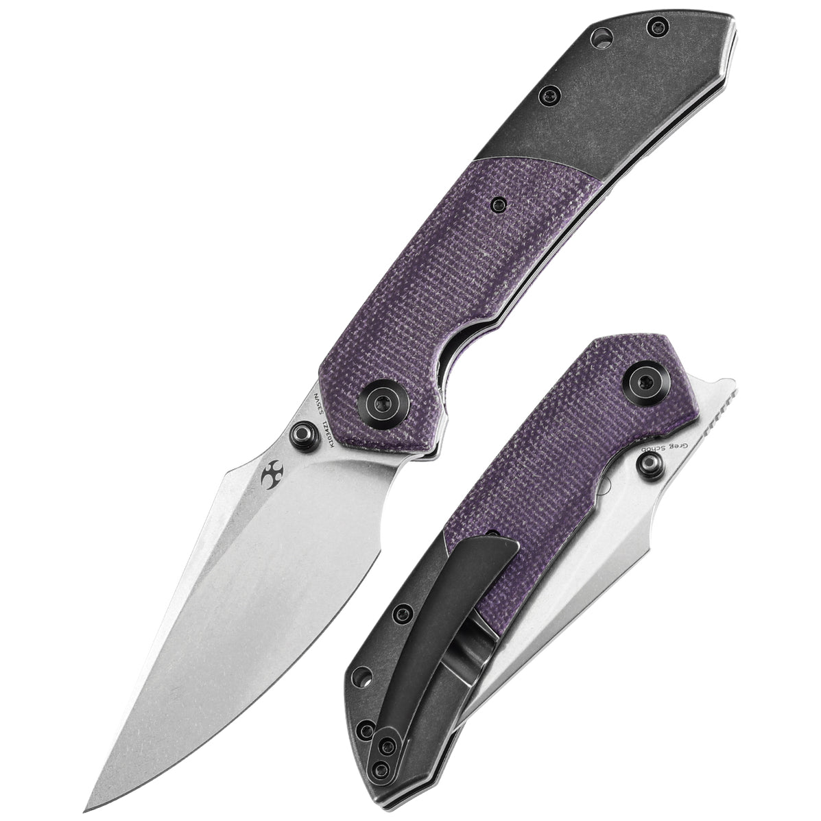 KANSEPT Fenrir Front Flipper/Thumb Stud Knife Blackwash Titanium and P ...