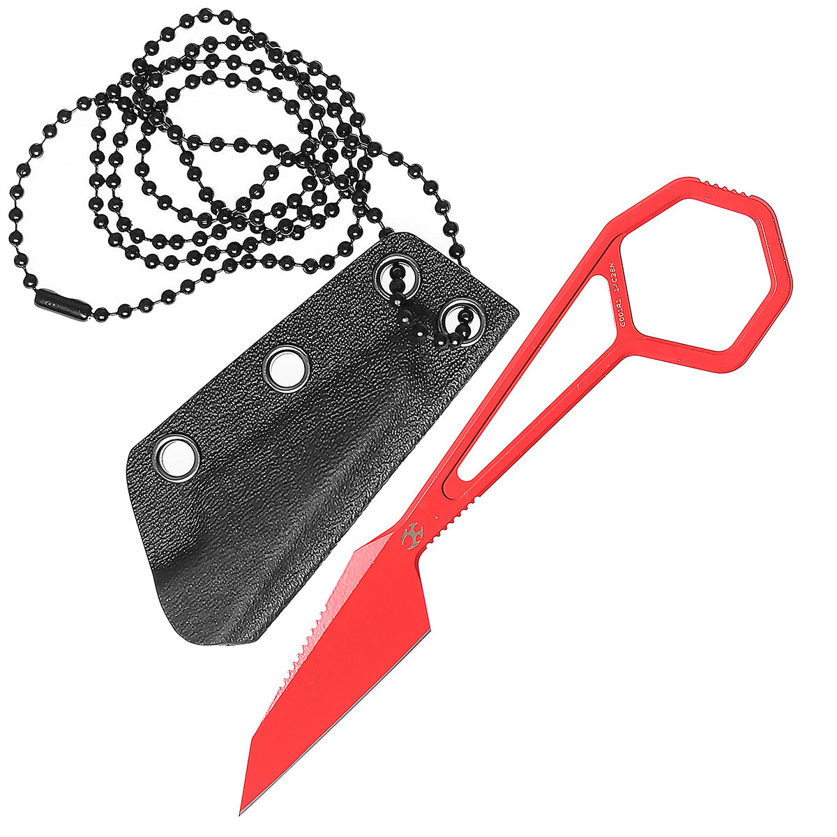 KANSEPT HEX Fixed Blade 1.9''Blade Red Coating 14C28N with Kydex Sheat ...
