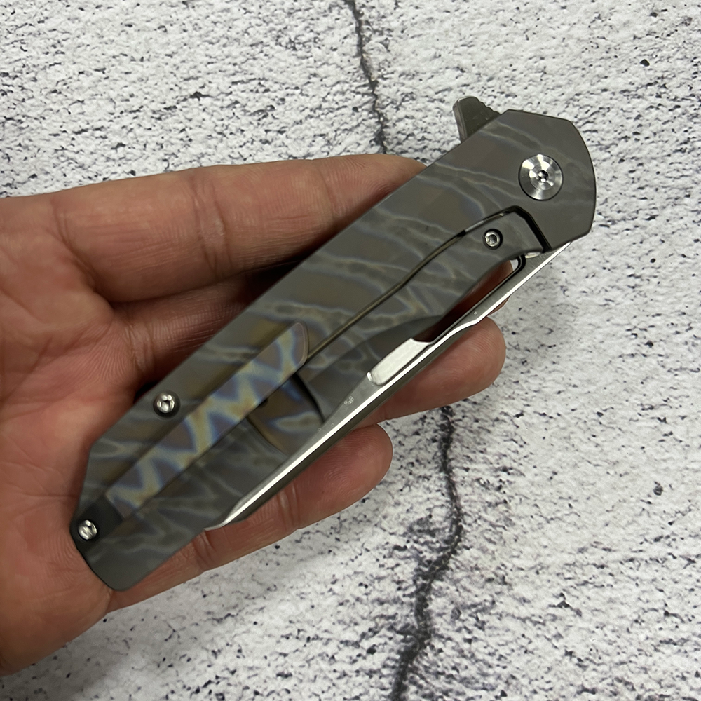 Shard K1006A15 Satin CPM-S35VN Blade Tiger Stripe Flamed Titanium Hand ...