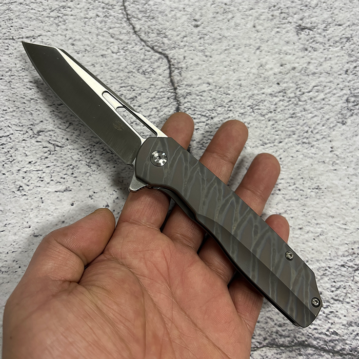 KANSEPT Shard K1006A15 Satin CPM-S35VN Blade Tiger Stripe Flamed Titan ...