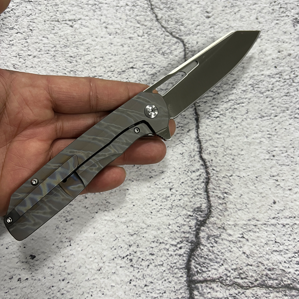 Shard K1006A15 Satin CPM-S35VN Blade Tiger Stripe Flamed Titanium Hand ...
