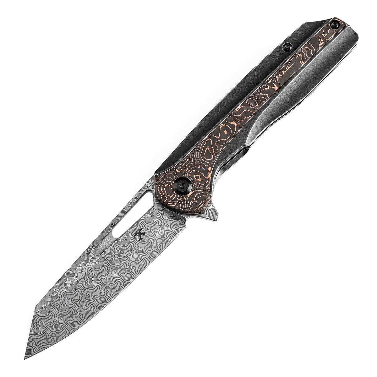 KANSEPT Shard K1006C2 Damascus Blade Blackwashed Titanium and Copper C ...
