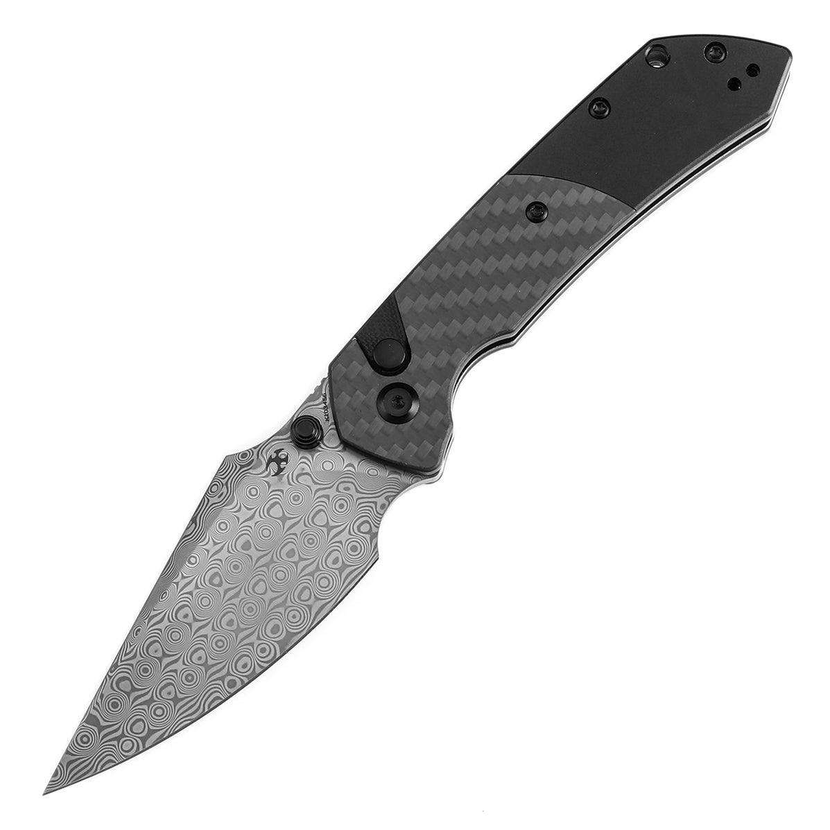 KANSEPT Fenrir Button Lock Knife Twill Carbon Fiber+Black Stonewashed ...
