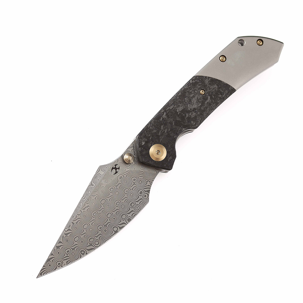 KANSEPT Fenrir Flipper Knife Beadblasted Titanium+ Shred Carbon Fiber ...