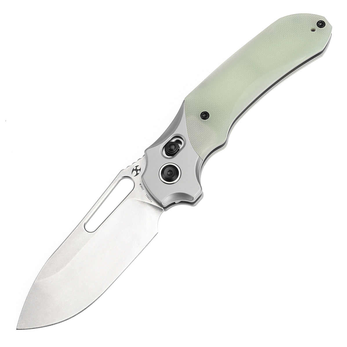 KANSEPT Quasar Cross Bar Lock Jade G10 Handle (3.38" 154CM Blade) with ...