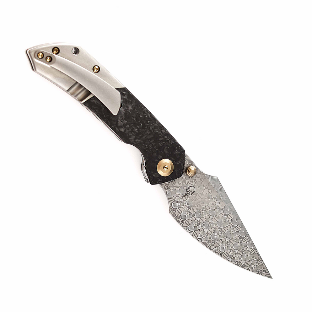 KANSEPT Fenrir Flipper Knife Beadblasted Titanium+ Shred Carbon Fiber ...