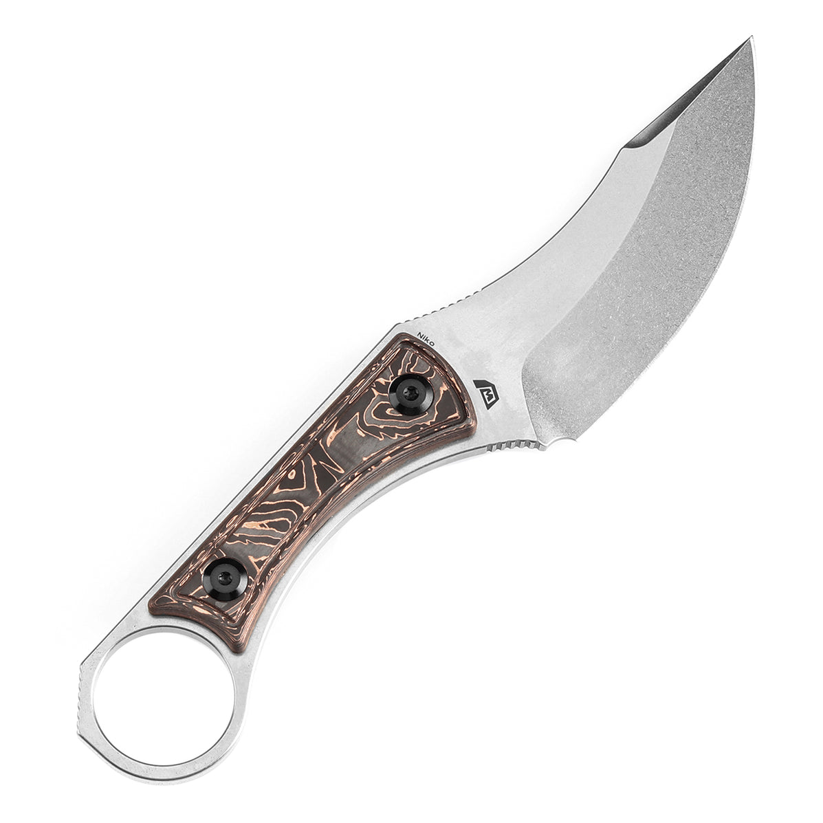 KANSEPT Niko Fixed Knife Copper Carbon Fiber Handle (3.54''D2 Blade ...