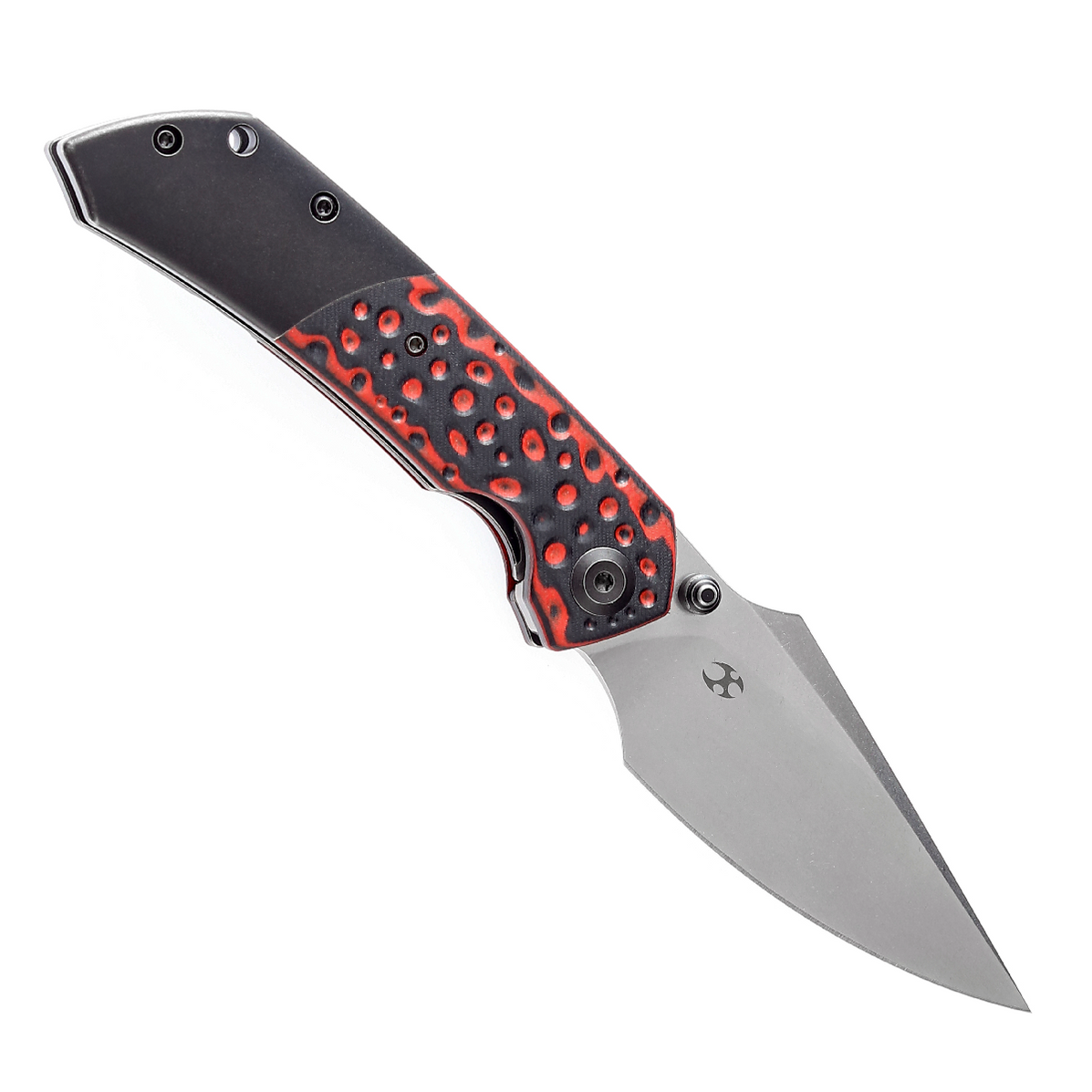 KANSEPT Fenrir --Left Handed Flipper Knife Black and Red G10+ Titanium ...