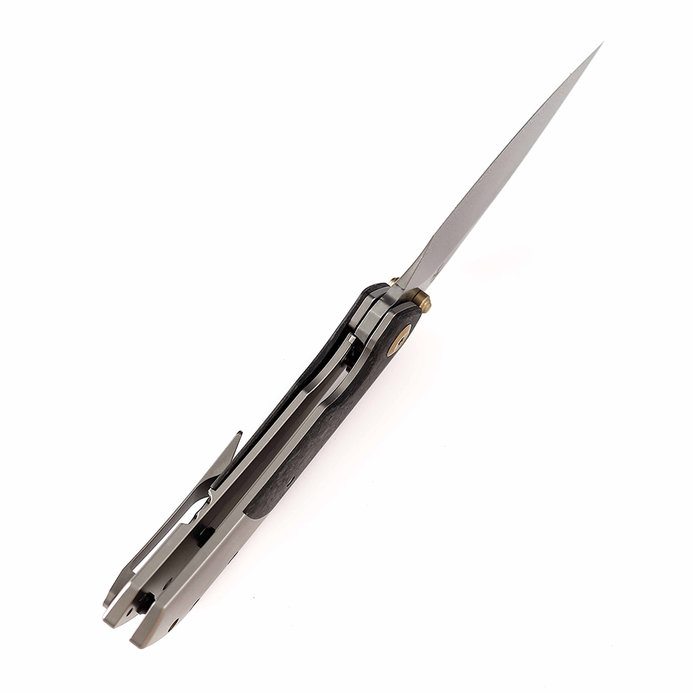 KANSEPT Fenrir Flipper Knife Beadblasted Titanium+ Shred Carbon Fiber ...