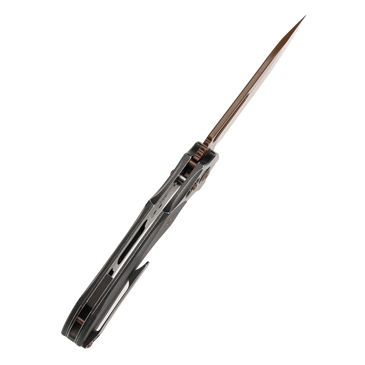 KANSEPT Quasar Cross Bar Lock Black G10 Handle (3.38" Dark Rose Gold F ...