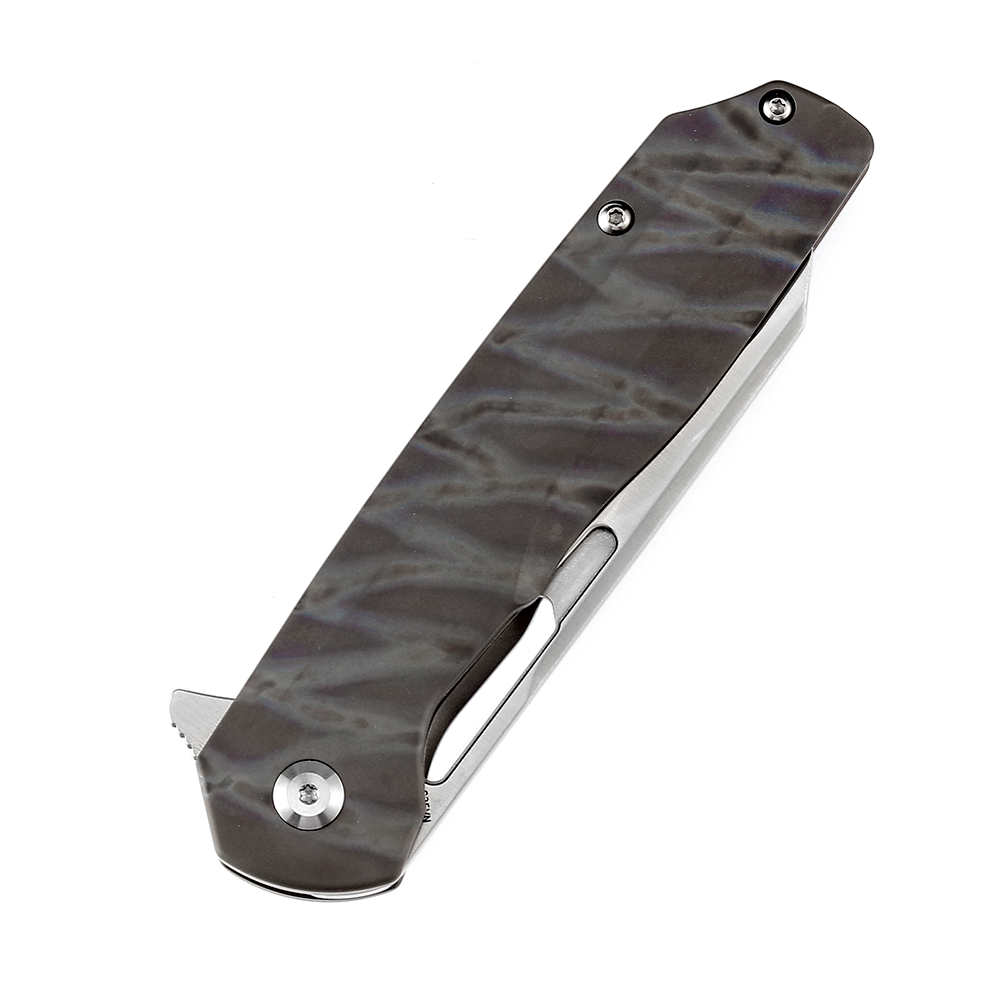 KANSEPT Shard K1006A15 Satin CPM-S35VN Blade Tiger Stripe Flamed Titan ...