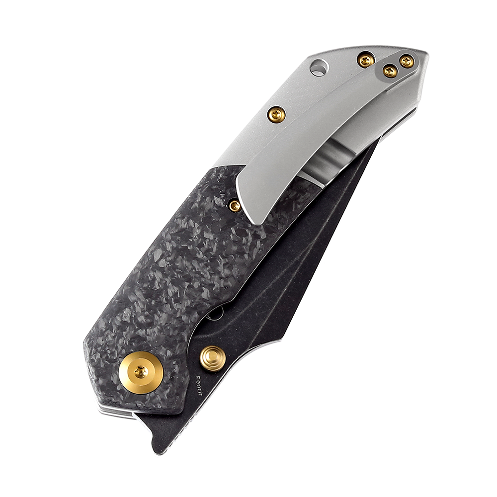 KANSEPT Fenrir --Left Handed Flipper Knife Shred Carbon Fiber+ Titaniu ...