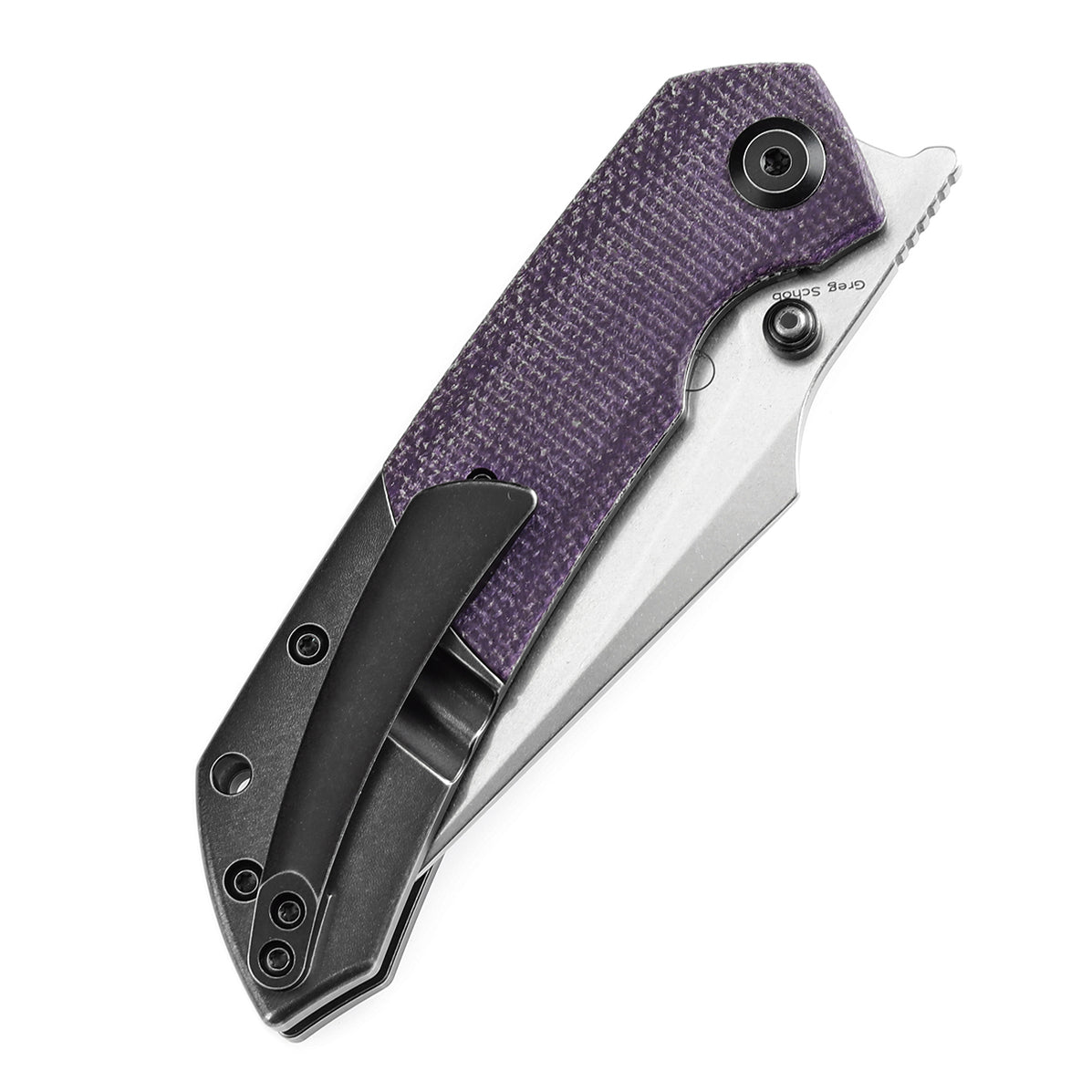 KANSEPT Fenrir Front Flipper/Thumb Stud Knife Blackwash Titanium and P ...