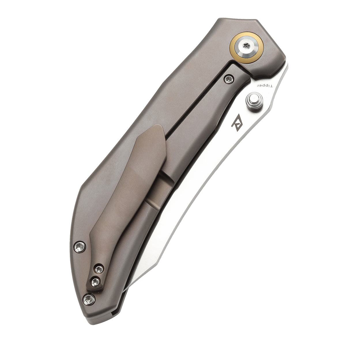 KANSEPT Tipper Thumb Stub Knife Bronze Anodized Titanium Handle(3.38 ...