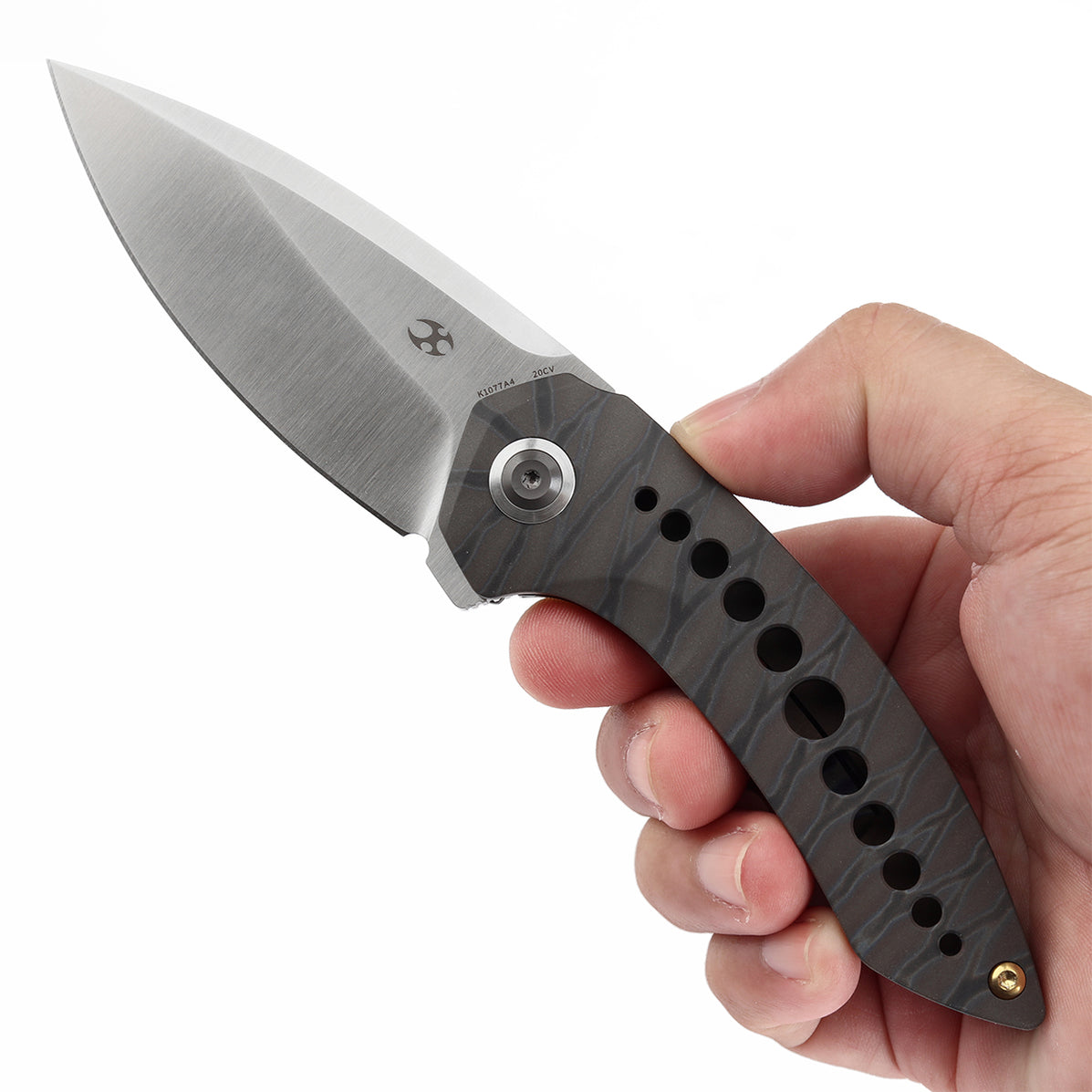 KANSEPT ODD 21 Front Flipper Titanium with Tiger Stripe Finish Handle ...
