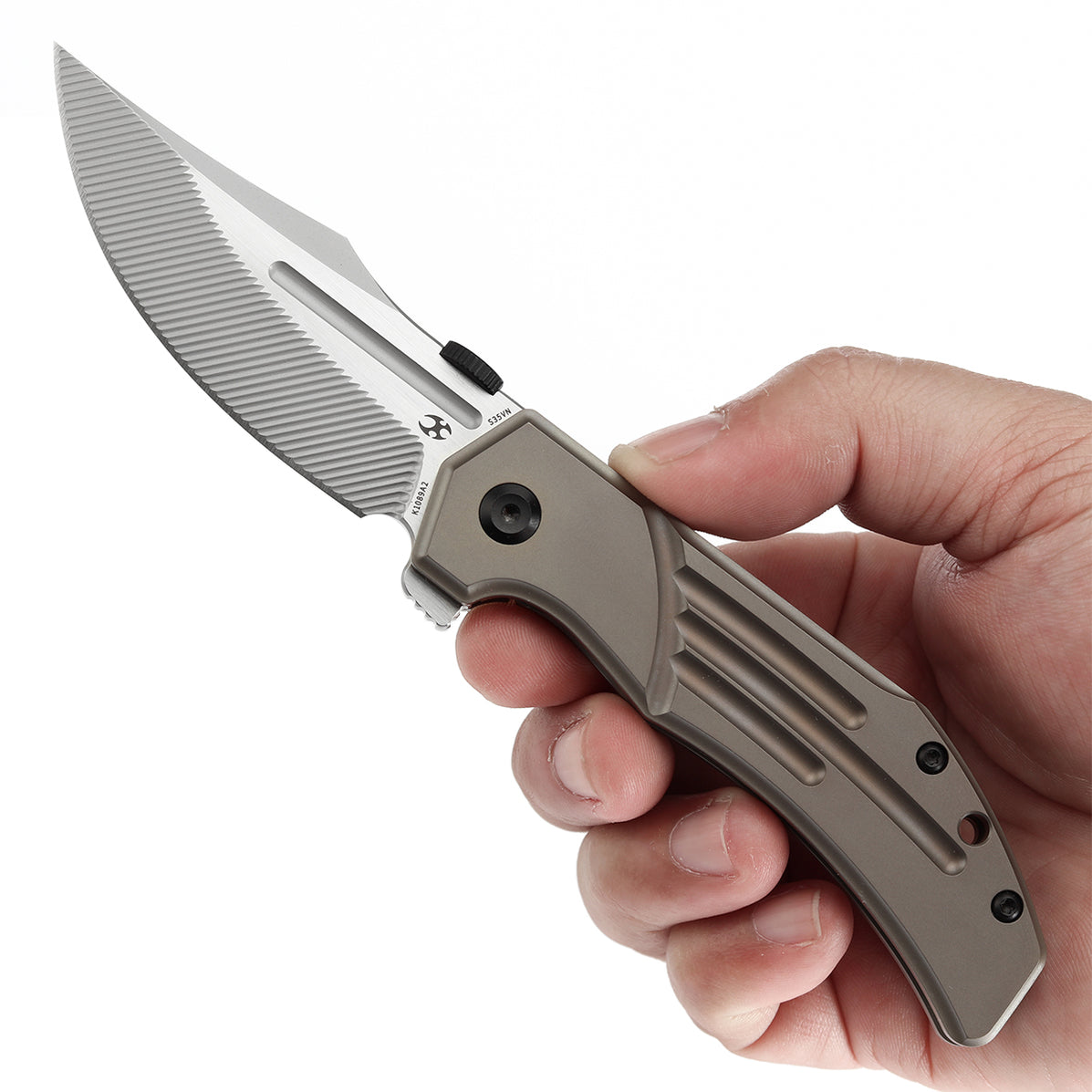 KANSEPT Orion Flipper Bronze Anodized Titanium Handle (3.07''CPM S35VN — Kanseptknives