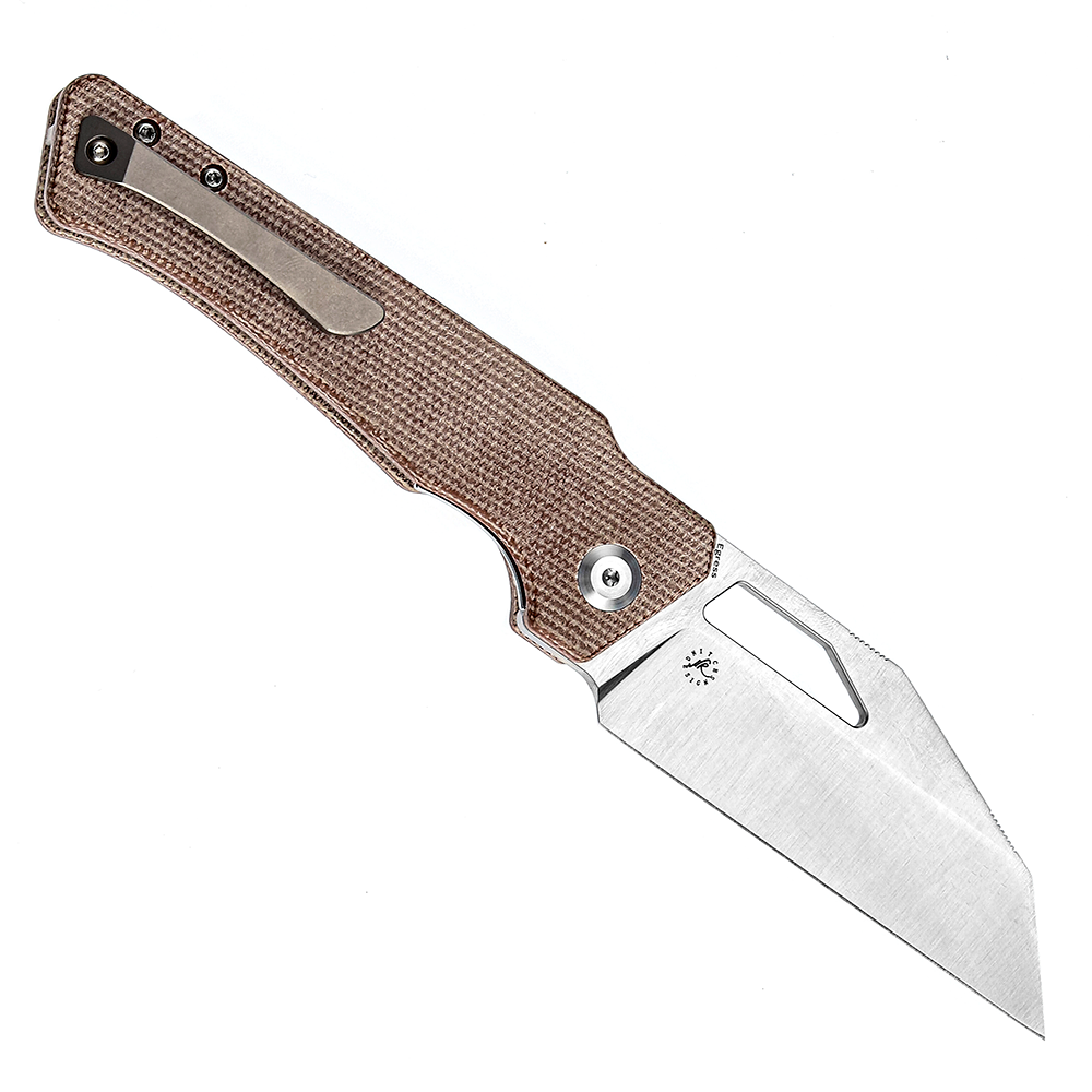 Egress K1033A1 Satin CPM-S35VN Brown Micarta Handle with Nitch Designs ...